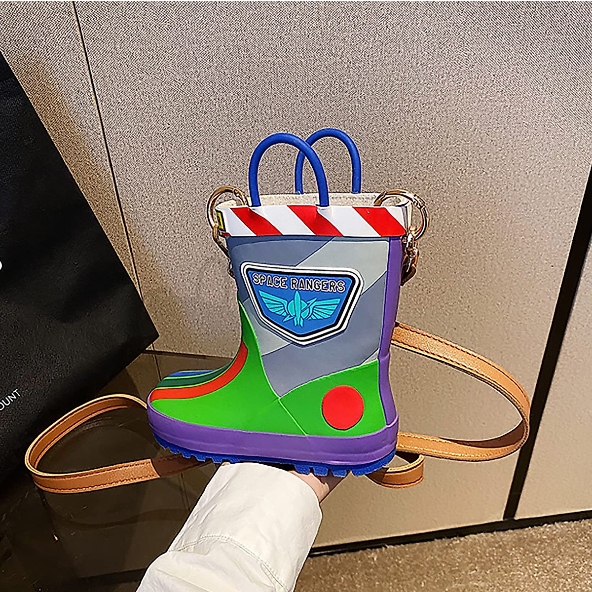 Funny Messenger Crossbody Bag,Buzz Lightyear Woody Boot Handle Satchel Purse,Cute Cosplay Shoulder Bag for Women (Green)