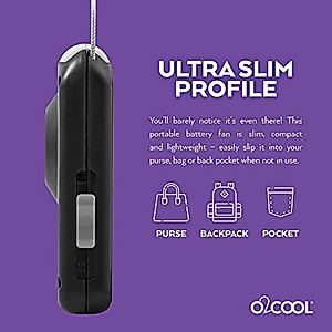 O2COOL Neck Personal Travel Battery Powered Cooling Fan, Single Pack (Black)