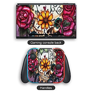 Sugar Skull Skin Protective Film Sticker Game Protector Full Wrap Compatible for Nintendo Switch for Switch
