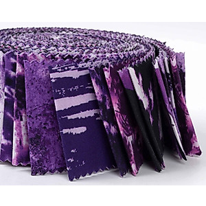 Soimoi 40Pcs Tie Dye Print Cotton Precut Fabrics for Quilting Craft Strips 2.5x42inches Jelly Roll - Purple