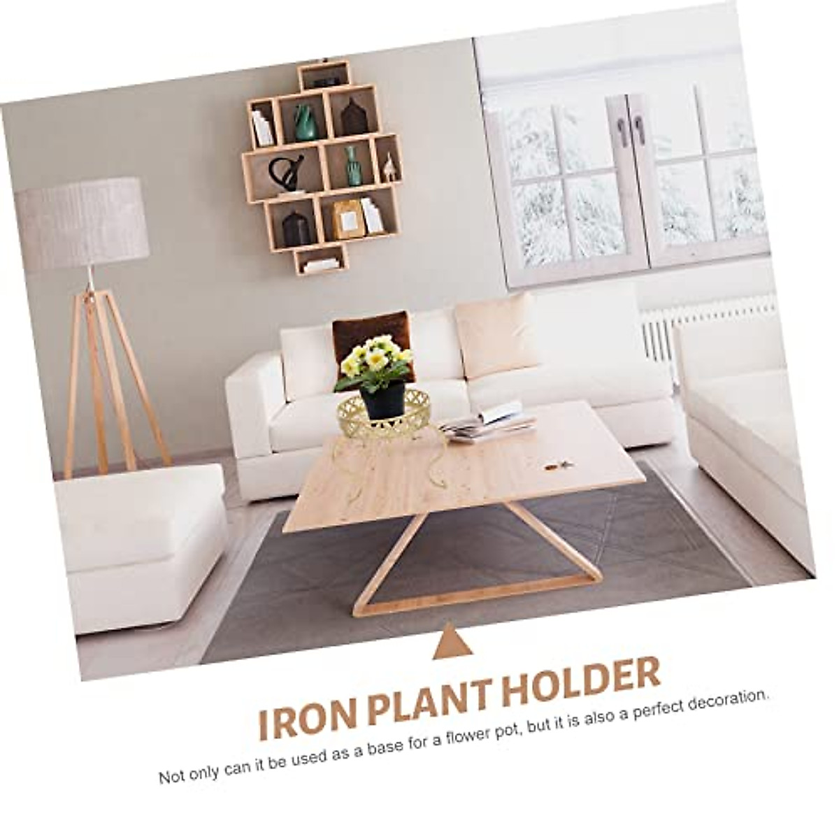 Yardwe Steel Heavy Trivet Art Stands Storage Outdoor Flowerpot Pot Bonsai Retro Flower Gold Metal Pots Shelf and Inch Base Supports Garden Round X Iron Containers Support Golden Planter