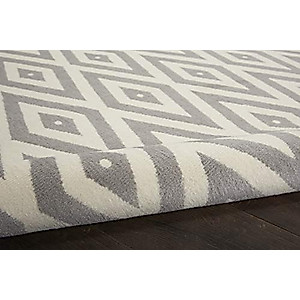 Nourison Grafix Mid-century White/Grey 5'3" x 7'3" Area -Rug, Easy -Cleaning, Non Shedding, Bed Room, Living Room, Dining Room, Kitchen (5x7)