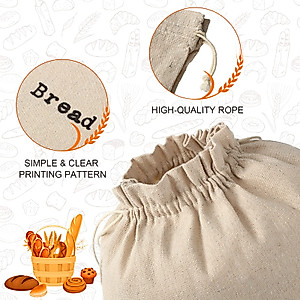 6 Pcs Linen Bread Bags Reusable Bread Bags for Homemade Bread Large Drawstring Artisan Bread Storage Bags Loaves Pastries Bags Homemade Food Storage Wedding Gift for Home Bakery, 12 x 15 In, 6 x 26 In