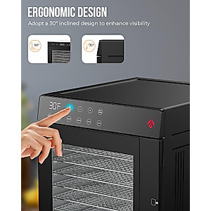 Food Dehydrator Machine 25QT, 8 Trays, Stainless Steel Dehydrators for Food and Jerky large capacity, Adjustable Temperature and 48H Timer, for Fruit, Meat, Beef, Veggies, Dog Treats