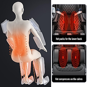 Massage Chair Full Body Recliner - Zero Gravity with Heat and Shiatsu Massage Office Chair Sl Track Intelligent Body Detection LCD Touch Screen Display Bluetooth Speaker Airbags Foot Rollers (Black)