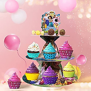 Encanto Birthday Party Decorations Supplies for Kids Girls 3-Tier Cupcake Stand Holder Cupcake Decorations Round Serving Tray Stand Dessert Tower Encanto Party Decor
