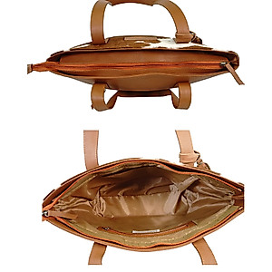 bonanza leathers cowhide leather large shoulder women's handbag with zipper closure H505B (Black)