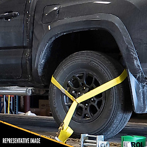 US Cargo Control Lasso Straps with O-Rings (4-Pack), 2 Inch X 10 Foot Lasso Straps for Car Hauler and Low Clearance Car Hauling Applications, 3,333 LBS Working Load Limit, Wheel Tie Down Strap