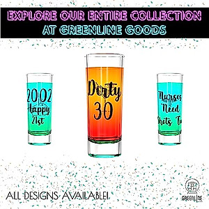 Greenline Goods Shot Glass – 30th Birthday - Dirty 30 Toasting Glass Funny Present to Celebrate Thirty (1 Glass) – Funny Colored Shot Glass For Men and Women