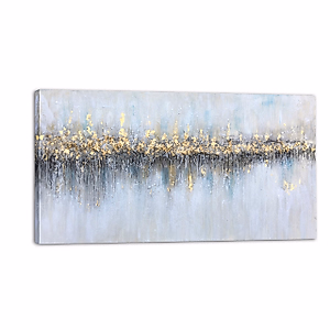 "Glowing from Afar" Oil Painting Prints on Wrapped Canvas, Wall Art Decoration for Office Living Room Bedroom, 47x23.5 inch