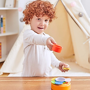 TOP BRIGHT Stacking Cups Baby Bath Toys, Nesting and Stacking Cup Baby Montessori Toys, Colorful Stacking Toys for 1 Year Old Toddler Gifts