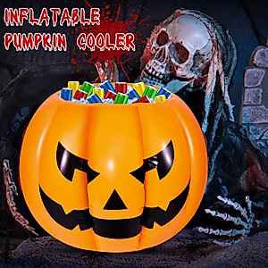 Suclain 2 Pack Halloween Inflatable Cooler Pumpkin Drink Cooler Big Inflatable Cooler for Parties PVC Halloween Cooler for Holding Halloween Party Favors Snacks Drink, 18 x 15 inches
