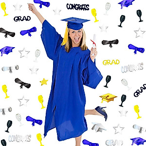 2022 Graduation Confetti Party Supplies Grad Nursing Party Table Decorations Congrats Diploma Star Cap Gold Black Silver Mix (Graduation Blue)