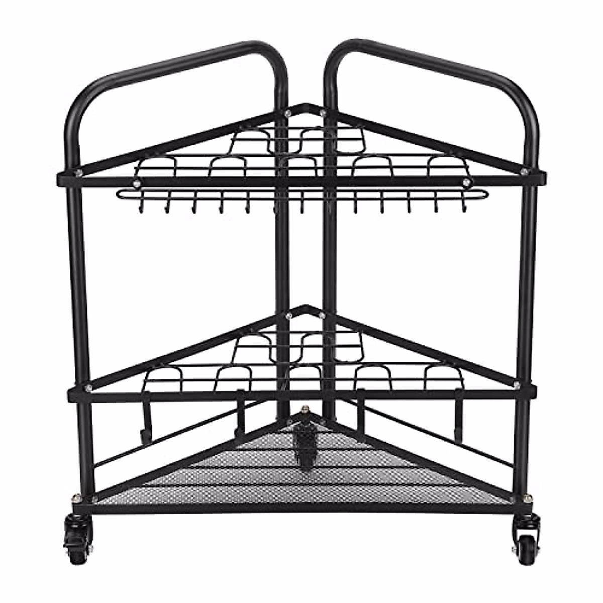 tonchean Garden Tool Organizer With Wheels Iron Corner Tool Storage Rack Rolling Corner Tool Storage Rack Easy To Install For Shed, Garage, Garden, Black