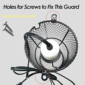 Reptile Heat Lamp Guard Ceramic Heat Emitter Basking Heater Lamp Reptile Accessories for Turtle Snakes Lizards Frogs Chicks with Power Switch & Anti-Biting Hanging Hook Design Round Without Bulb 200w
