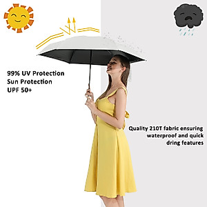 BAODINI Small Travel Umbrella for Rain Protection Sun-Folding UV Umbrella Windproof Compact
