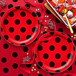 Menipros 30Pcs Ladybug Party Plates,Ladybug Birthday Party Supplies,Suitable for Girl's Birthday Party Decoration