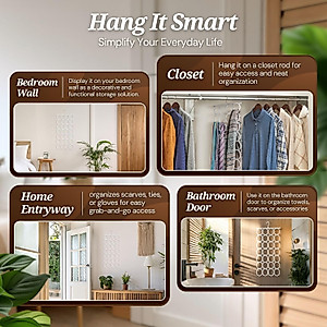 Flexzion Scarf Organizer for Closet - 28 Slot Scarf Hanger Hijab Organizer, Space Saver for Socks, Shawls, Ties, Towels, Belts, Multi Purpose Hanging Rack Storage, 2 Pack Colors May Vary