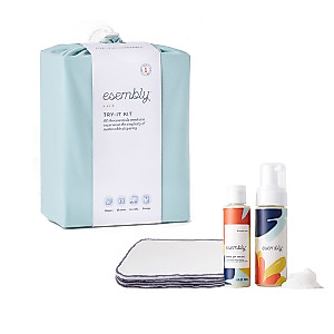 Esembly Cloth Diaper Try-It Kit (Size 1, Mist) and Esembly Wipe Up Wash Kit and 12pk Wipe Ups Bundle, Organic Cotton Reusable Diaper Wipes plus Organic No-Rinse Foaming Wipes Solution