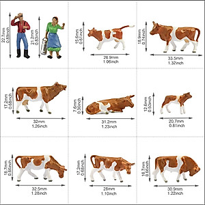 Farm Animals Figure Set,AN8705 36PCS 1:87 Well Painted Model Cows and Figures for HO Scale Model Train Scenery Layout Miniature Landscape New