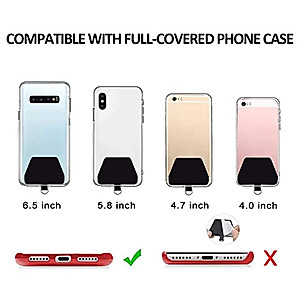 COCASES 4 Pack Phone Tether Tab, Phone Strap Replacement Part for Cell Phone, Safety Lanyard Patch (Black x4)