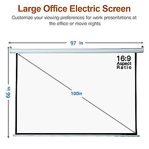 Auto Motorized Projector Screen 100 inch 16:9 HD Diagonal with Remote Control, Wall/Ceiling Mounted Electric Movie Screen Wrinkle-Free, Great for Home Office Theater TV Usage