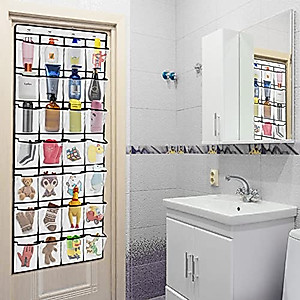 smellshark Hanging Shoe Rack Holder with 28 Extra Large Mesh Pockets Door Shoe Organizer with 4 Metal Hooks for Men,Women,Kids Storage Shoes,High Heels,Slippers,Accessories,Toiletries, White