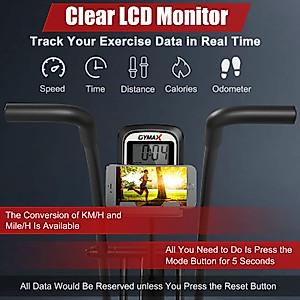 GYMAX Fan Bike, Air Resistance Upright Bike with LCD Monitor, Phone Holder & Built-in Wheels, Fully Adjustable Stationary Exercise Bike for Home Gym Cardio Training Workout Fitness