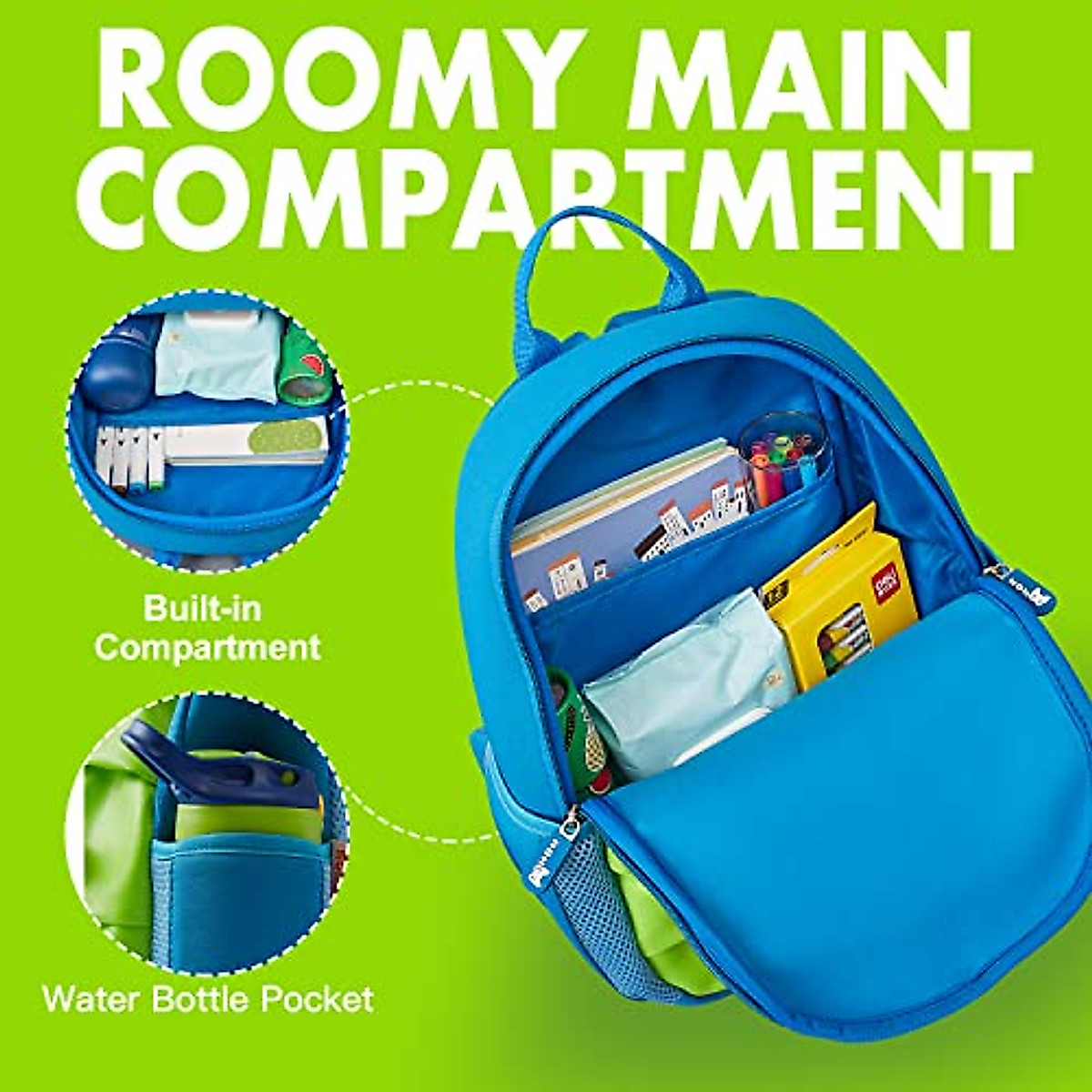 NOHOO Upgraded Kids Dinosaur Backpack Toddler School Bag Boys Travel Bag 14'' Cute Cool Waterproof Boys Backpack for 3-8 Years