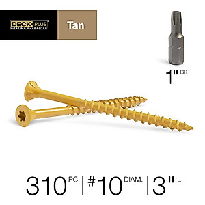 Deck Plus 48419 Wood Screws #10 x 3", Tan, 5lb Box
