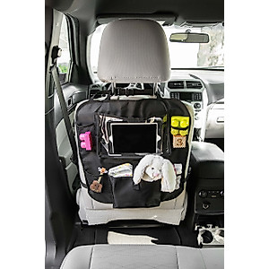 E-Living Store TraveltoGO Car Back Seat Protector, Waterproof Seat Back Cover Organizer Auto Kick Mats with 6 Pocket Storage, Toys Tablet Holder for Children Kids Cartoon Movies Journey