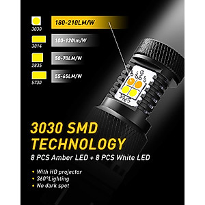 AUXITO White and Amber Dual Color Switchback 3157 3155 3457 4157 LED Bulbs with Projector 3030 Chipsets for Car Turn Signal Lights Parking Lights, (Pack of 2)