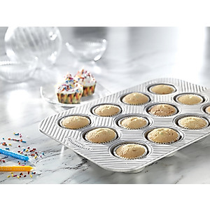 USA Pan American Bakeware Classics 12 Cup Cupcake and Muffin Baking Pan, Aluminized Steel