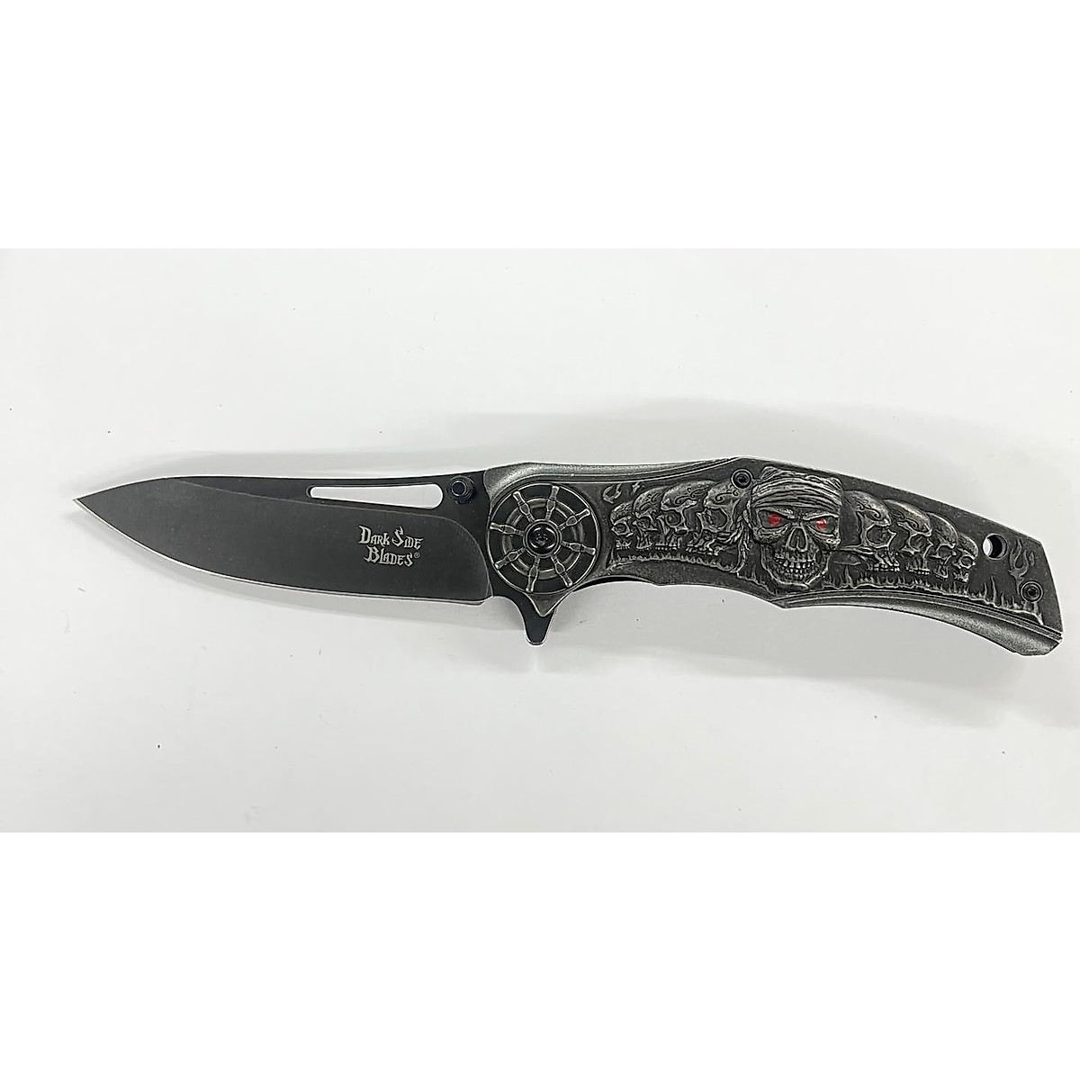 GIFTS INFINITY 3 Skull Personalized Laser Engraved Pocket Knife, Fathers Day, Groomsmen Gift, Graduation Gifts, Gifts for Men Free Engraving (Black)