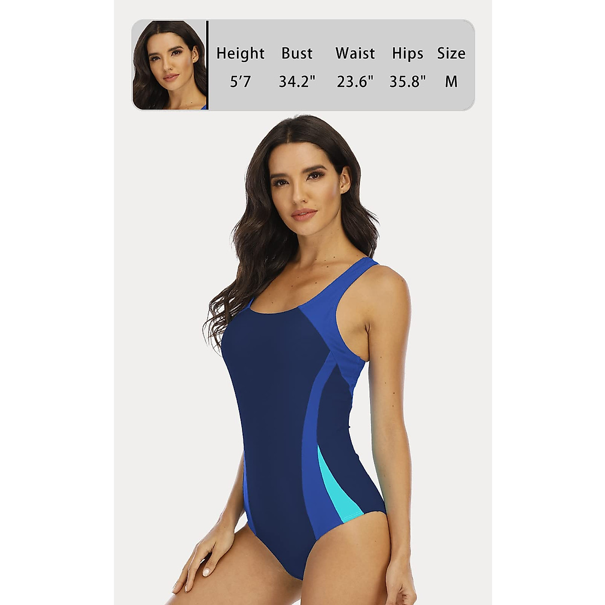 Halcurt Competitive Swimsuits One Piece Womens Swimsuits for Lap Swimming S Navy/Blue