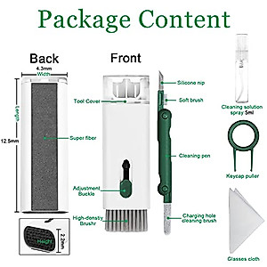 walrfid Laptop Phone Screen Cleaner Spray Computer Keyboard Earbud Cleaning Kit for Mac MacBook iPhone iPad iWatch iPod AirPods Earbuds Pro, Cleaners Pen with 5ml Touchscreen Cleaners Mist - Green
