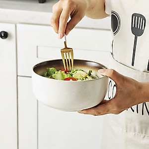 JuneCat Cereal Bowls,36 Ounce Ceramic Bowls for Kitchen,6.5'' Large Soup Bowls Set of 4,White Deep Bowls Large Cereal Bowls Microwave Safe Bowls Oven Safe for Soup, Dessert, Fruits,Noodle, Ramen