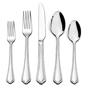 HaWare 60-Piece Silverware Set for 12, Stainless Steel Flatware Cutlery Eating Utensils, Modern Design with Crown Edges for Home Kitchen Hotel, with Knives Forks Spoons, Dishwasher Safe
