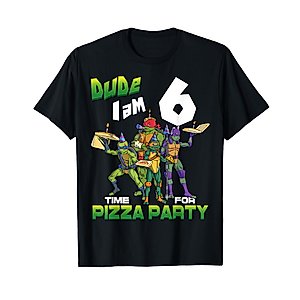 Mademark x Teenage Mutant Ninja Turtles - Dude I am 6 Years Old Turtles Pizza Birthday Party T-Shirt