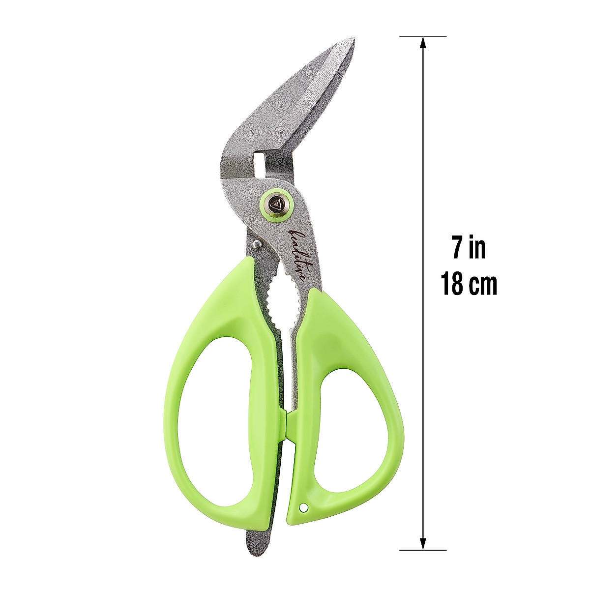 Beaditive Heavy Duty Multipurpose Angled Craft Scissors 7" - Japanese Stainless Steel, Serrated Blade - Craft Shears for Cardboard, Plastic, Leather, Fabrics, and Packaging