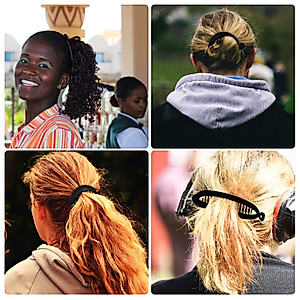 9 Pieces French Banana Clip Hair Comb Fishtail Hair Clip Comb and Round Banana Clip Flexible Ponytail Holder Interlocking Hair Styling Accessories for Women (Black)