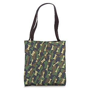 Chess Piece Camo Camouflage Pattern Woodland Green Tote Bag