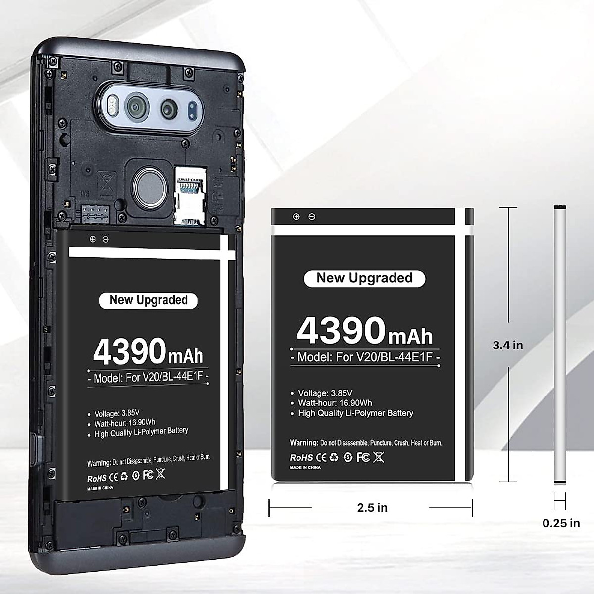 JDIRLDL Battery for LG V20, (2023 New Upgrade 0 Cycle LG V20 Battery Replacement for Lg V20,S996, H910, H918, VS995, LS997, VS995, H990T, H990N Dual, H990DS Dual, F200L | V20 Spare Battery