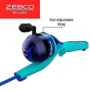 Zebco Kids Splash Floating Spincast Reel and Fishing Rod Combo, 29-Inch 1-Piece Fishing Pole, Size 20 Reel, Right-Hand Retrieve, Pre-Spooled with 6-Pound Cajun Line, Blue