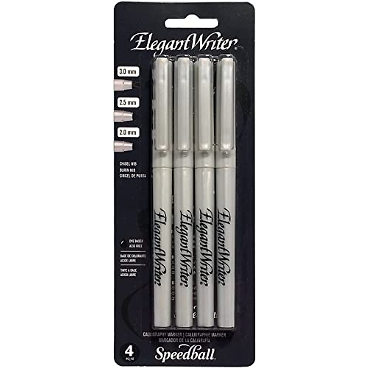 Speedball Elegant Writer Calligraphy 4 Marker Set, Black + 6 Market Set, Assorted Colors, 10 Markers Total for Drawing Journaling and Scrapbooking