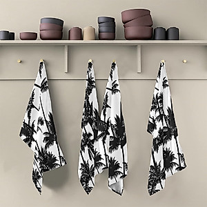 ALAZA Tropical Black Palm Tree White Decorative Kitchen Dish Towels Set of 4,Soft and Absorbent Kitchen Hand Towels Home Cleaning Towels Dishcloths,18 x 28 Inch