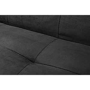 FANYE Modern Futon Sofa Convertible Sleeper Couch Bed, Soft Loveseat & Sofabed for Home Office Apartment Small Space Living Room Napping,Armless Love Seats W/Recliner Backrest,No Pillow, Black