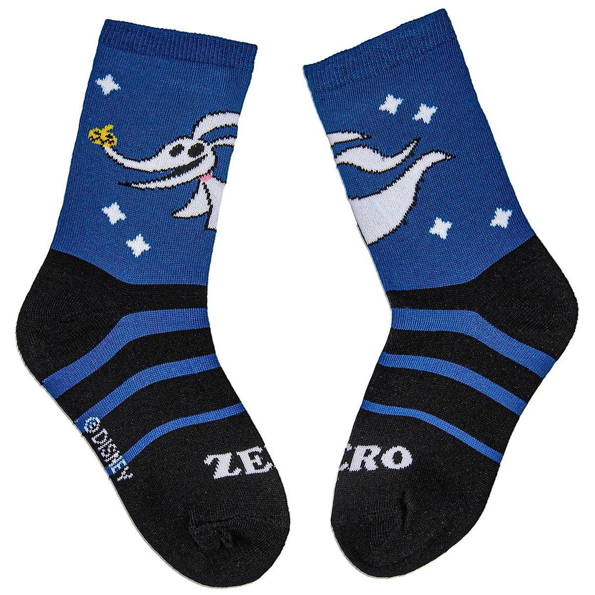 Bioworld The Nightmare Before Christmas Kids Jack Skellington and Zero Crew Socks 2 Pair