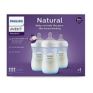 Philips AVENT Natural Baby Bottle with Natural Response Nipple, Blue, 9oz, 3pk, SCY903/23