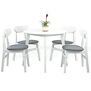 Dining Room Round Table Modern Solid Wood White Color